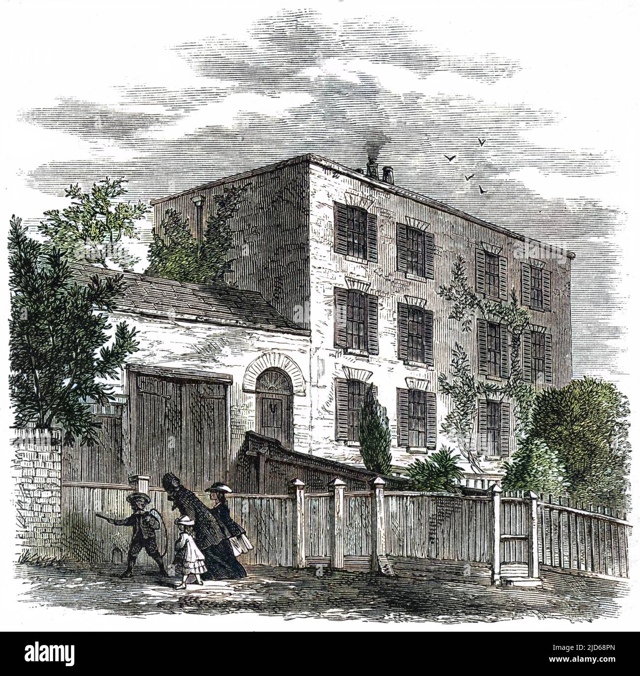 THOMAS CAMPBELL'S HOME at Sydenham, South London. Colourised version of ...