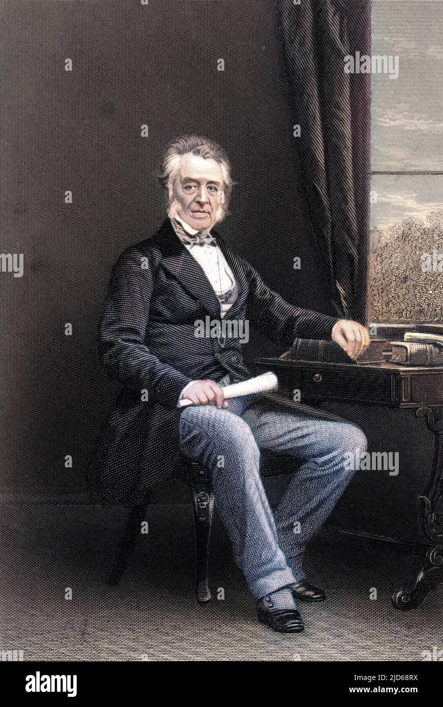 GEORGE GROTE Historian, depicted at a writing table in front of an ...