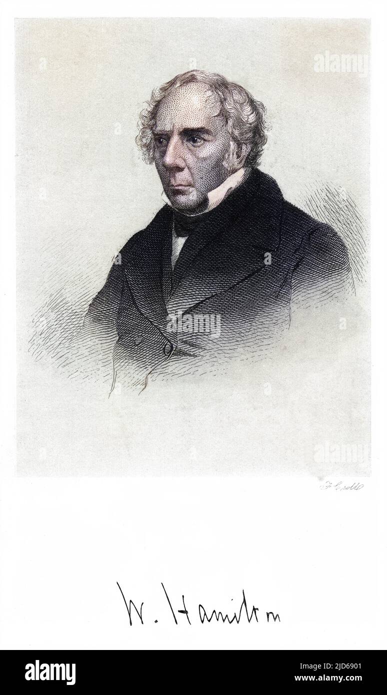WILLIAM HAMILTON Scottish philosopher with his autograph Colourised ...