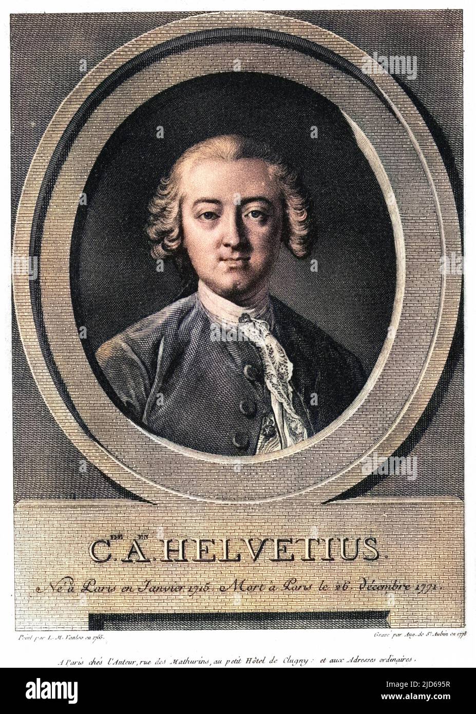 CLAUDE ADRIEN HELVETIUS French writer and philosopher Colourised ...
