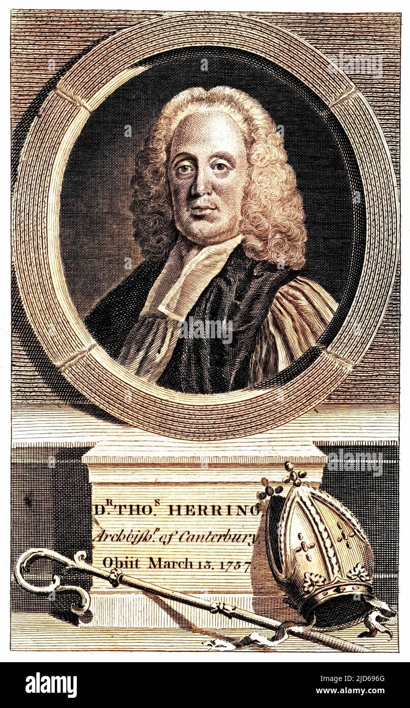 THOMAS HERRING (1693 - 1757), archbishop of Canterbury, depicted with ...