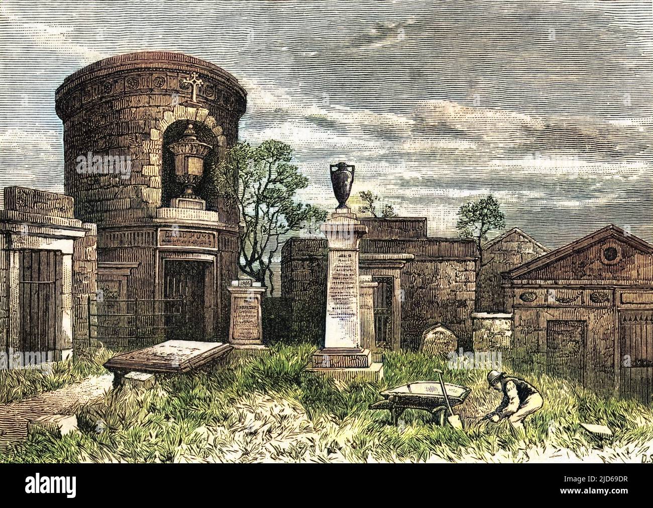GRAVE OF DAVID HUME in the Carlton burying-ground, Edinburgh. Colourised version of : 10161450 ...