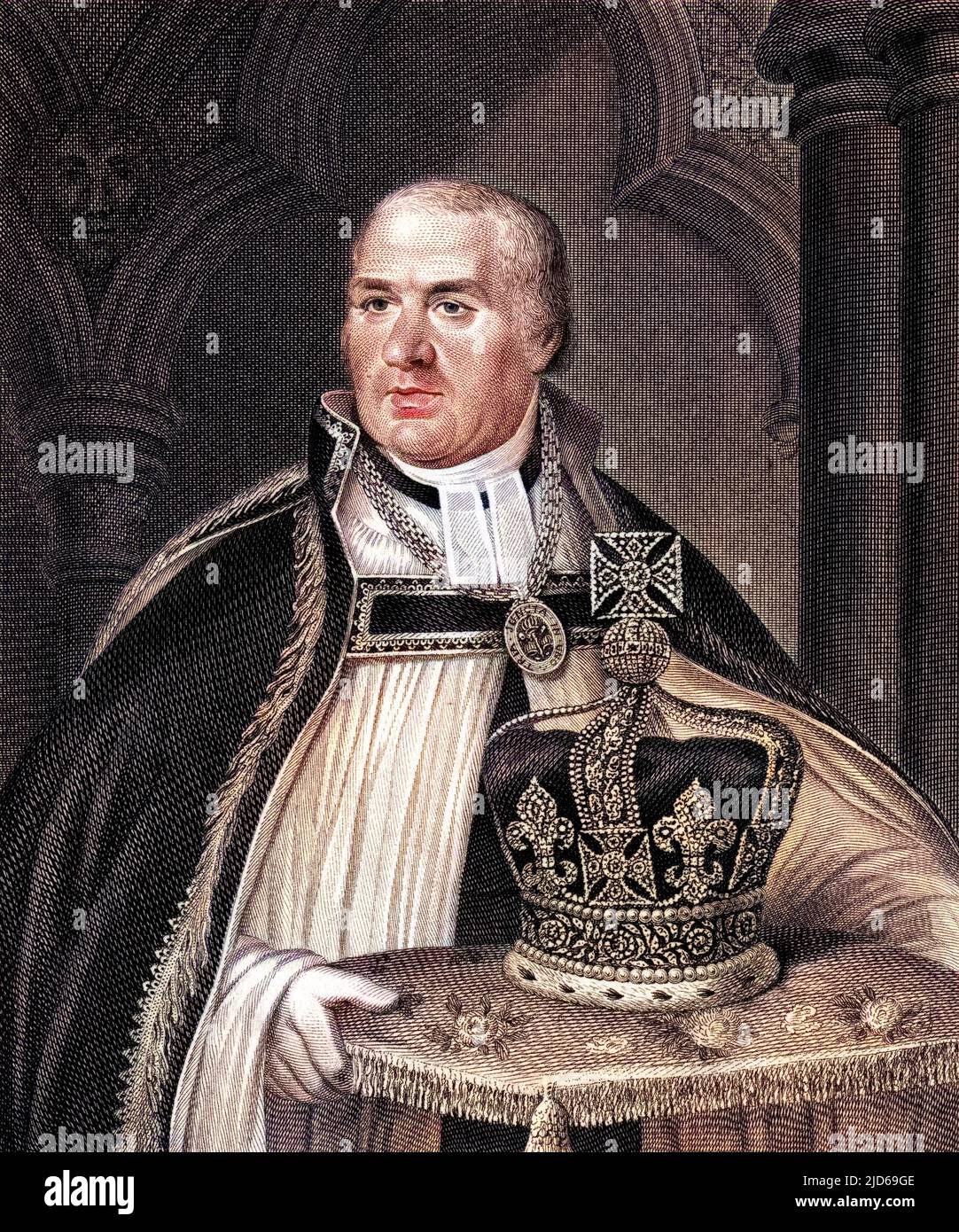 JOHN IRELAND Dean of Westminster, depicted carrying the crown at the ...