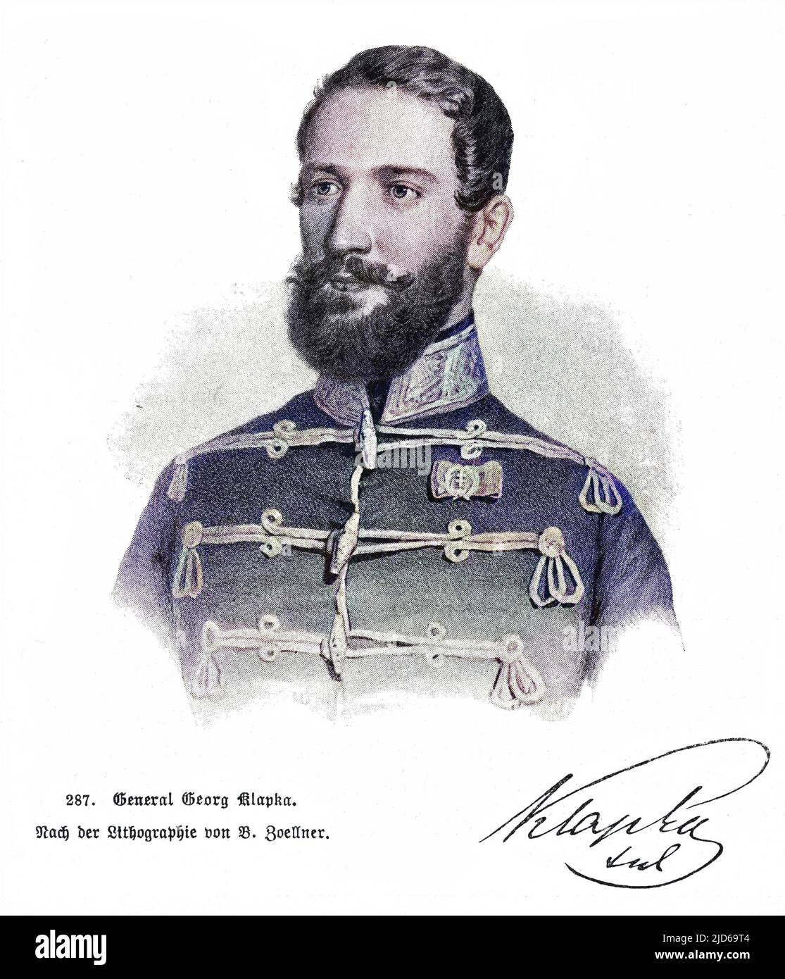 GEORG KLAPKA Hungarian military commander with his autograph Colourised ...