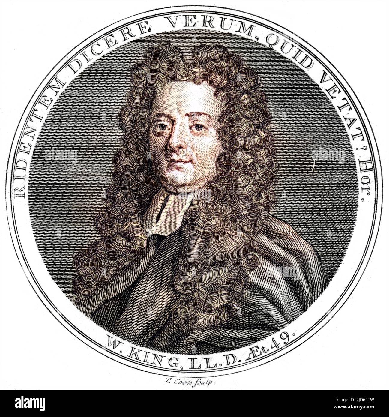 WILLIAM KING (1663 - 1712), poet and historian. Colourised version of ...