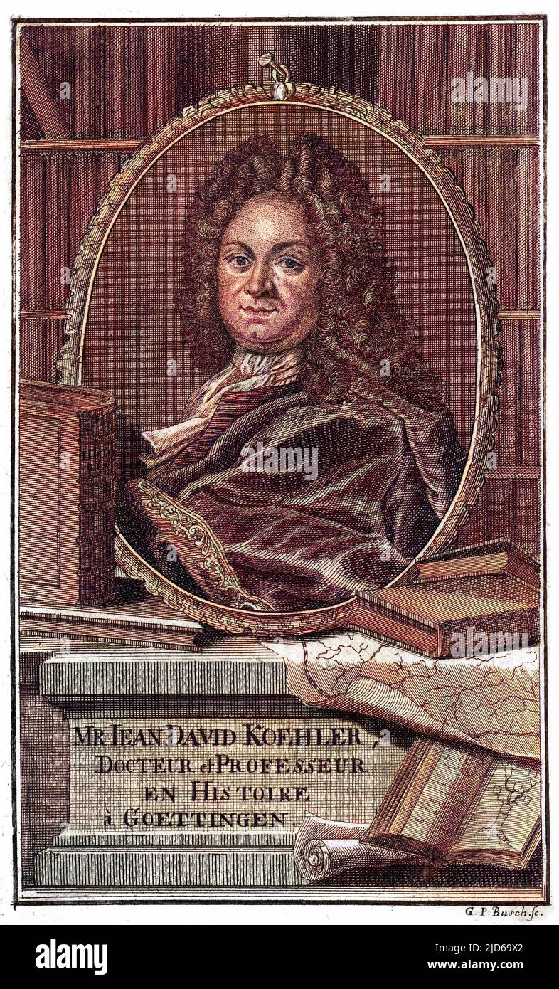 JOHANN DAVID KOEHLER German historian at Gottingen Colourised version ...