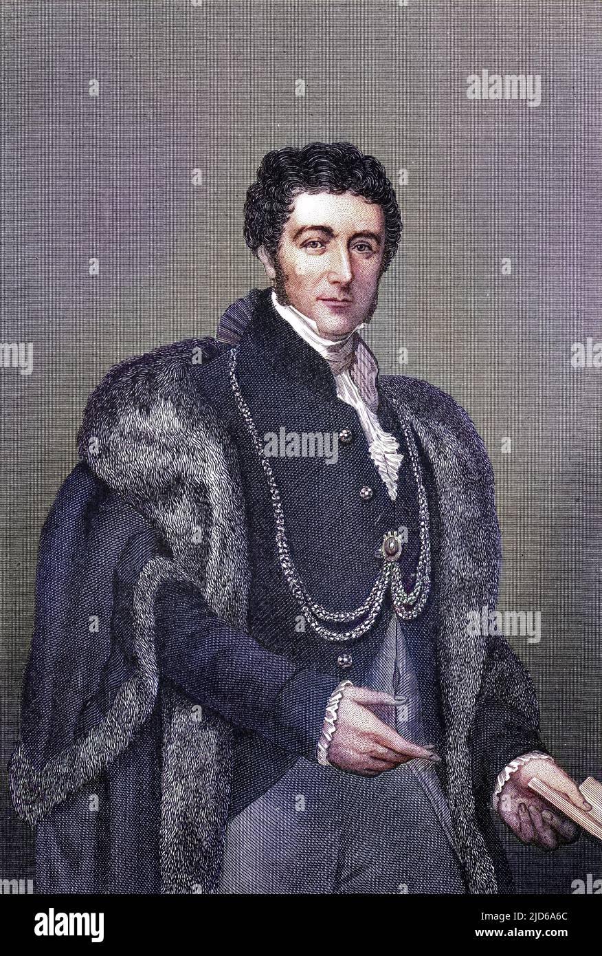 SIR PETER LAURIE (1778 - 1861), Lord Mayor of London. Colourised ...
