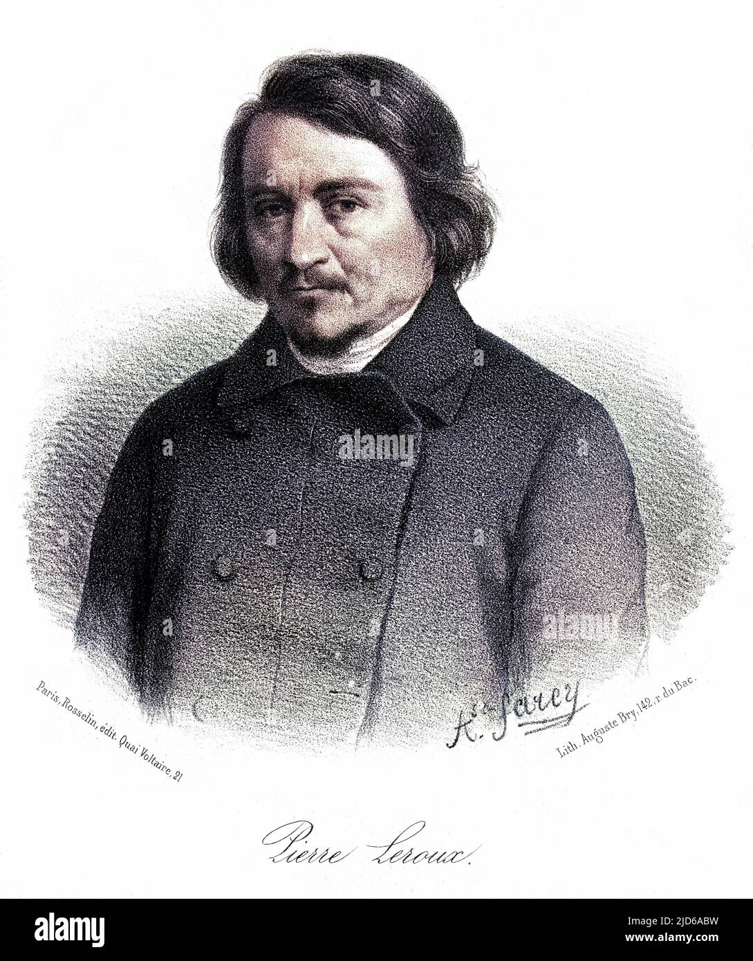 PIERRE LEROUX French socialist, philosopher and economist. Colourised ...