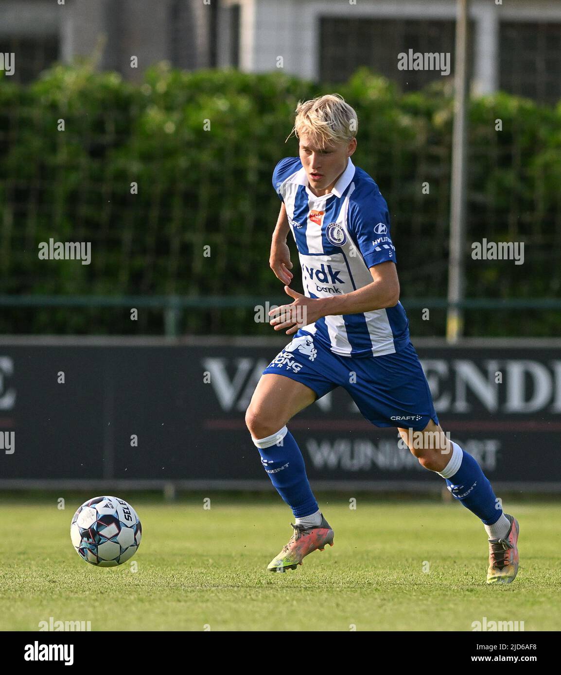Gent's Noah De Ridder pictured in action during a friendly game between ...
