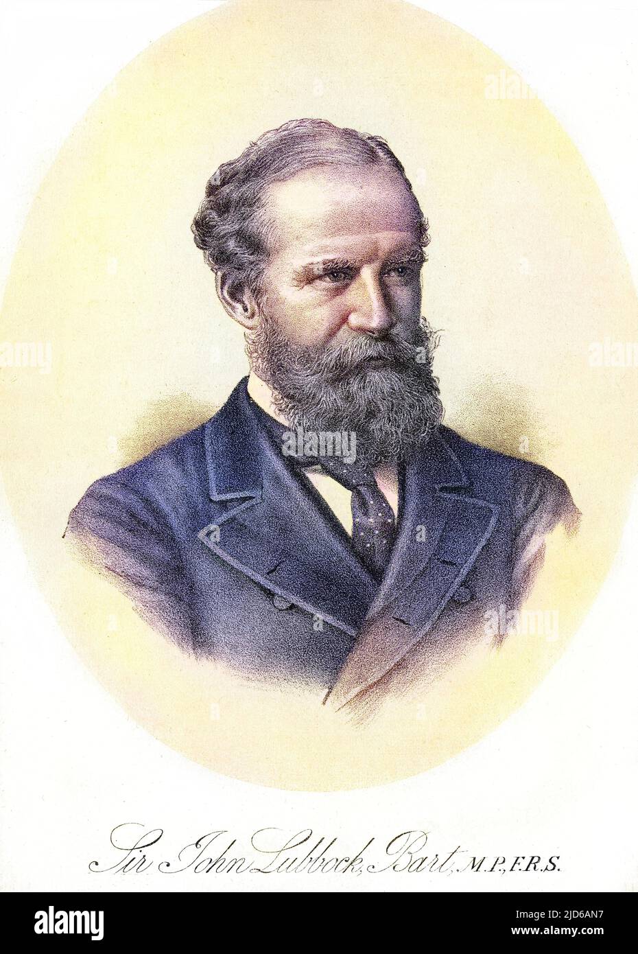 SIR JOHN LUBBOCK Statesman, educator and writer. Colourised version of ...