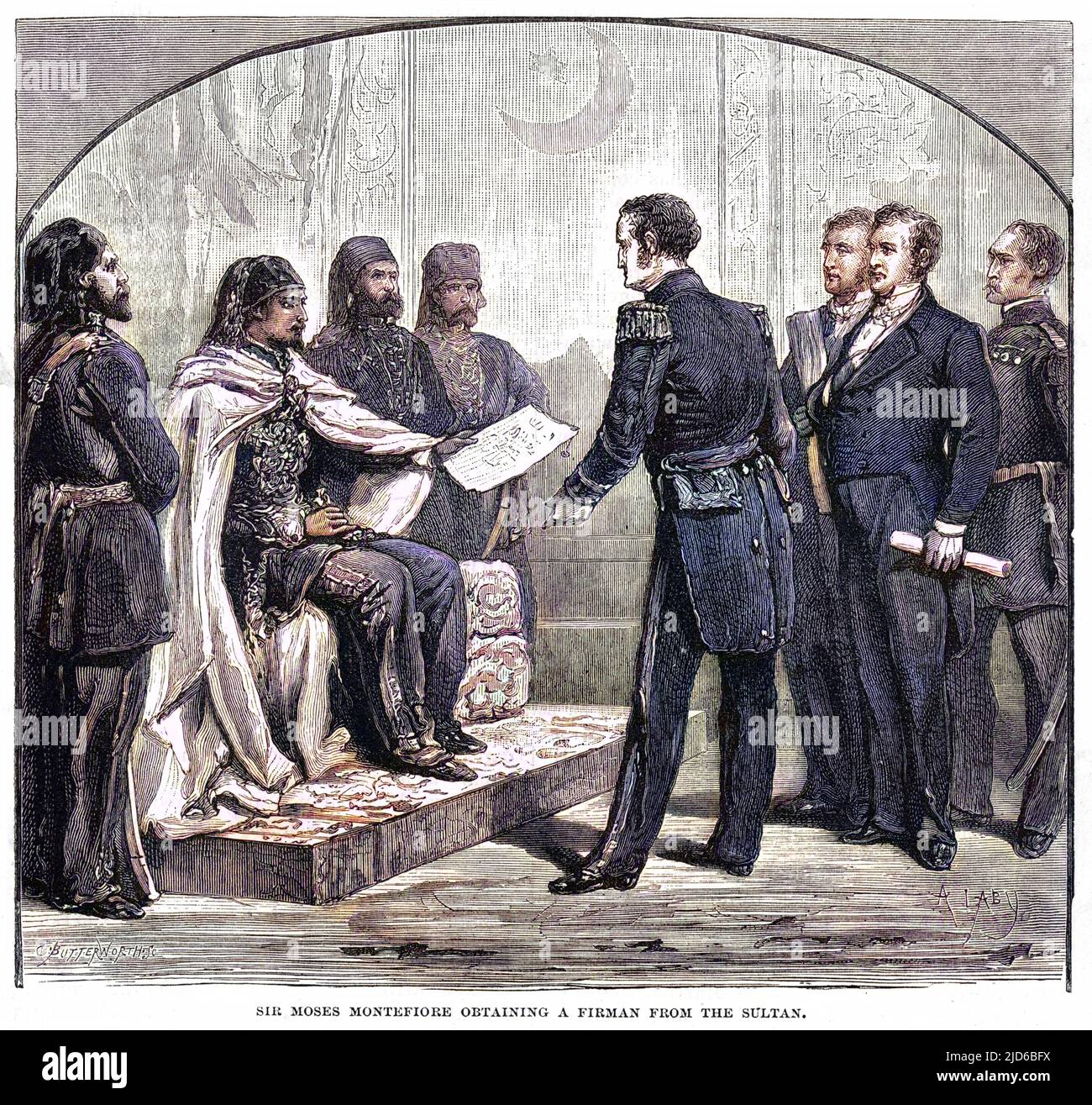 SIR MOSES MONTEFIORE (second from right) Jewish philanthropist, meeting ...