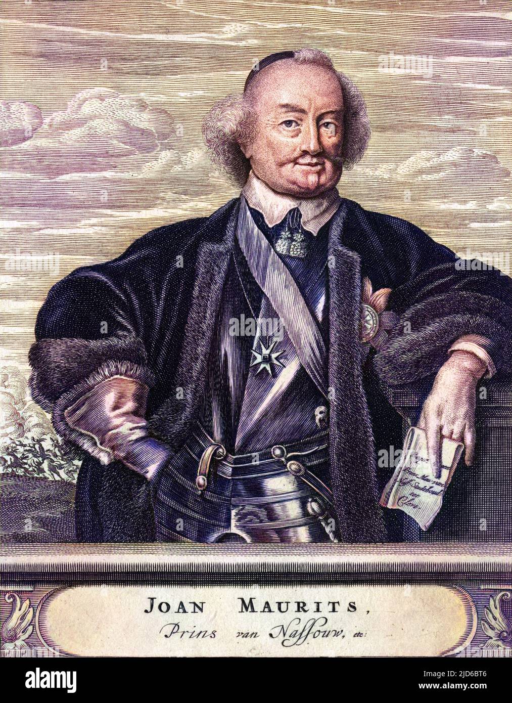 JAN MAURITZ VAN NASSAU Dutch soldier and statesman Colourised version ...