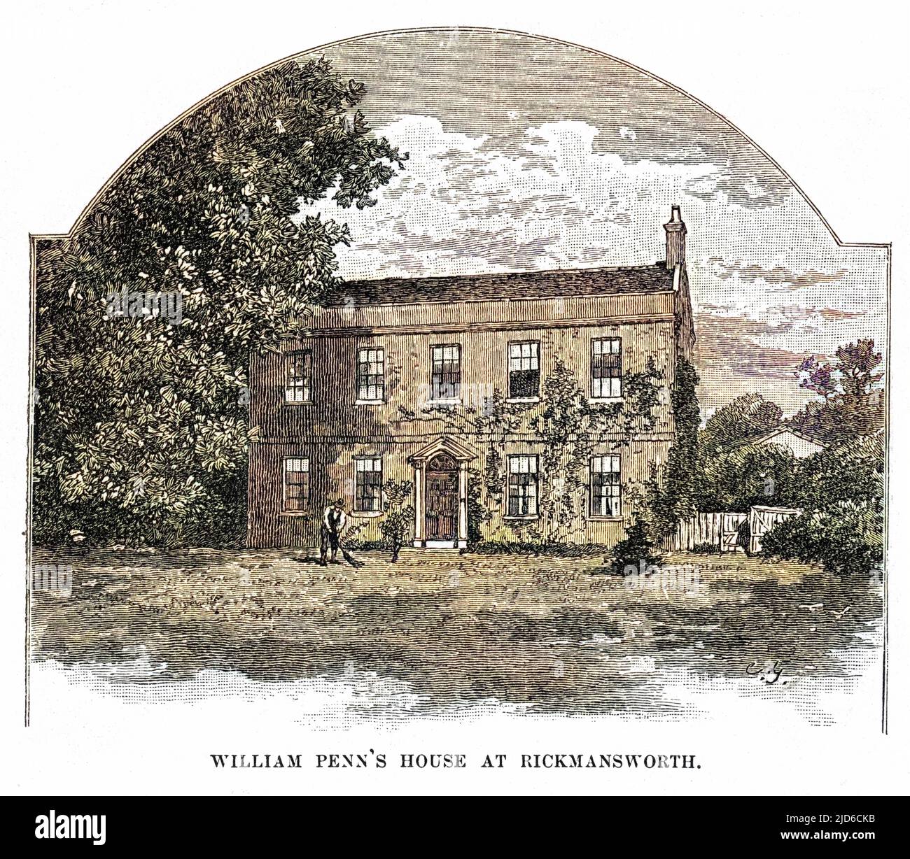 William Penn's home at Rickmansworth, Hertfordshire Colourised version ...