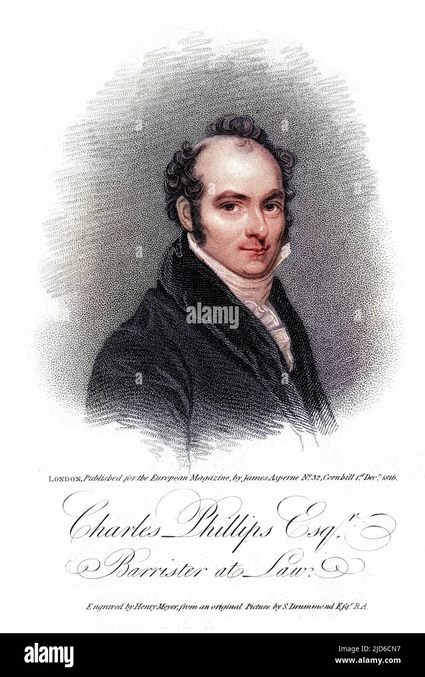 CHARLES PHILLIPS (1787 - 1859), Irish lawyer and writer. Colourised ...