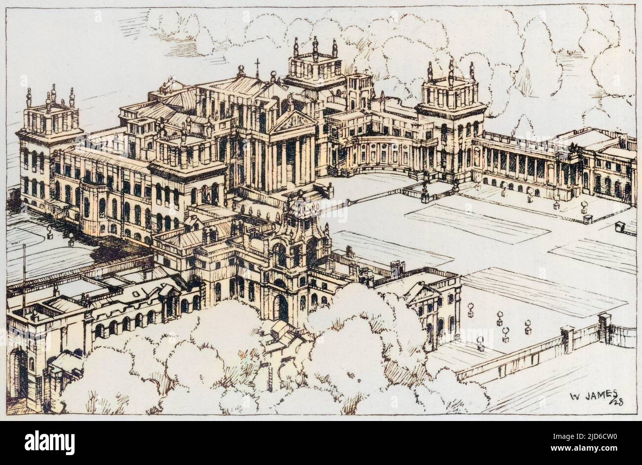 An elevated view of this famous building. Colourised version of ...