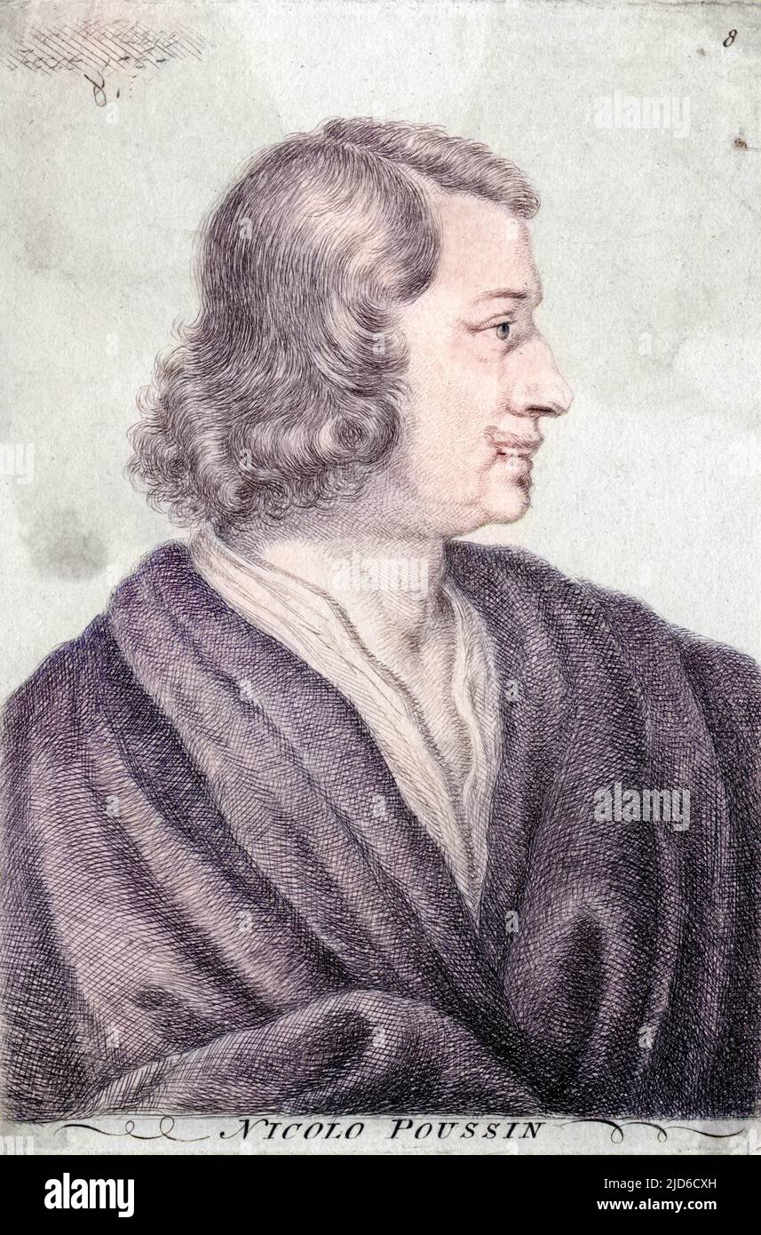 NICOLAS POUSSIN French artist Colourised version of : 10172984 Date ...