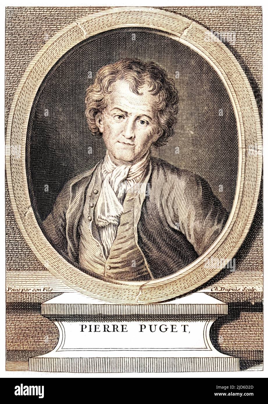 PIERRE PUGET French sculptor, architect and engineer Colourised version ...