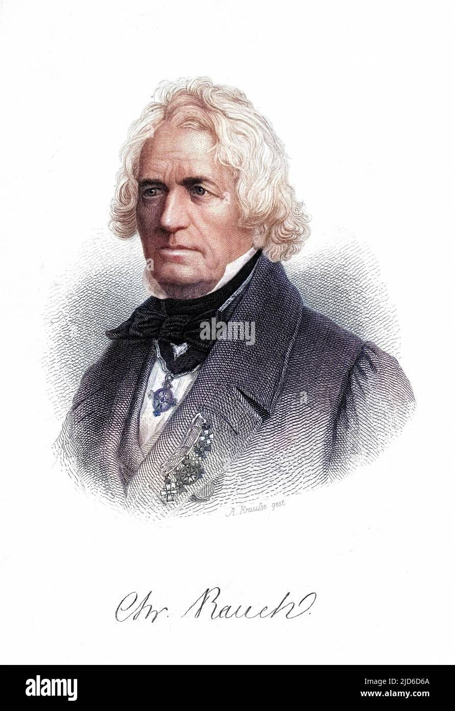 CHRISTIAN DANIEL RAUCH German sculptor with his autograph Colourised ...