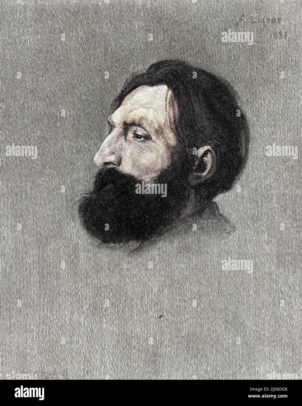 AUGUSTE RODIN (1840 - 1917), French sculptor. Colourised version of ...
