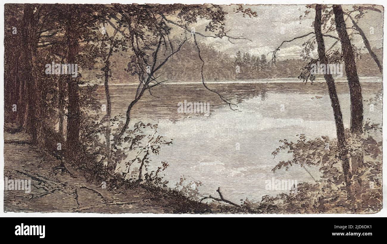 Walden Pond, where the American writer Thoreau spent two years studying ...