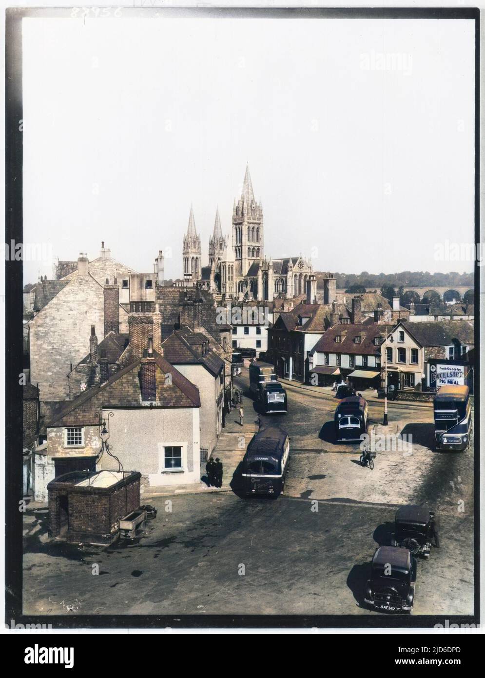 The Cathedral from the Square, Truro, Cornwall Colourised version of ...