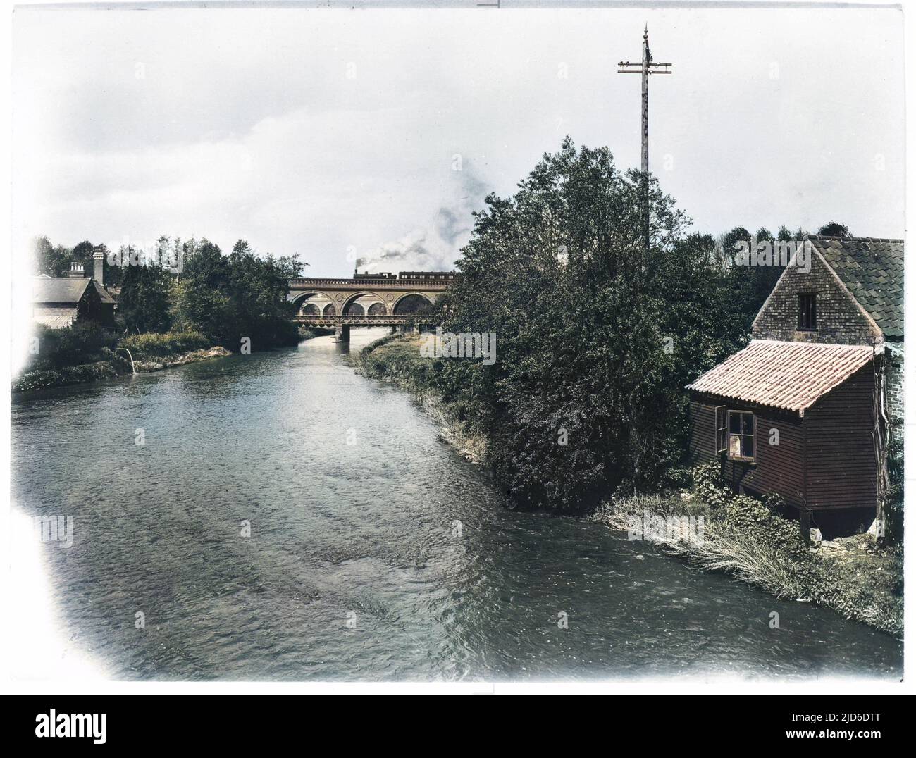 River Mole Leatherhead Surrey Colourised version of : 10195674 Date ...