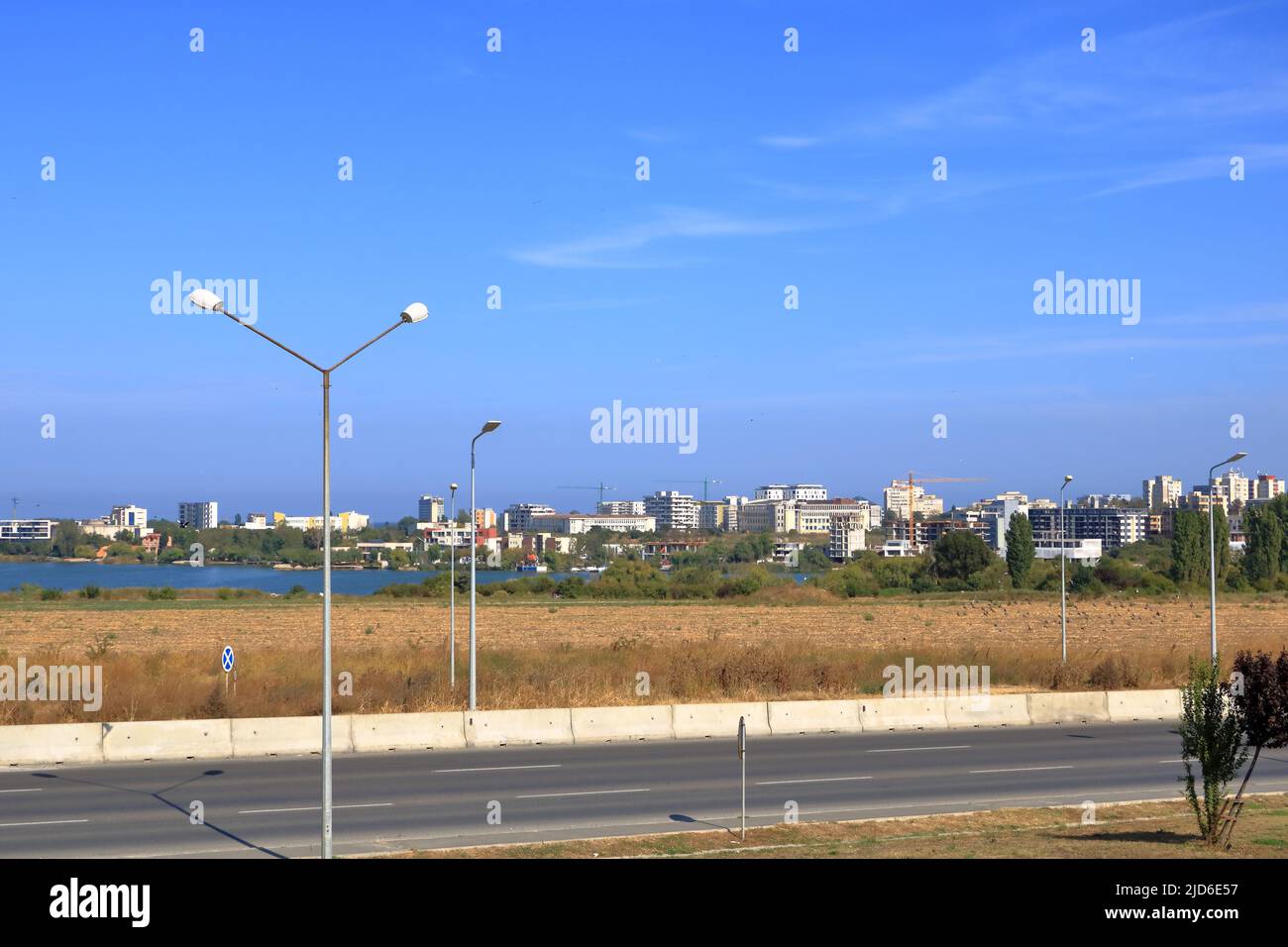 Constanta in Romania: Landscape with the boulevard in Mamaia resort and ...