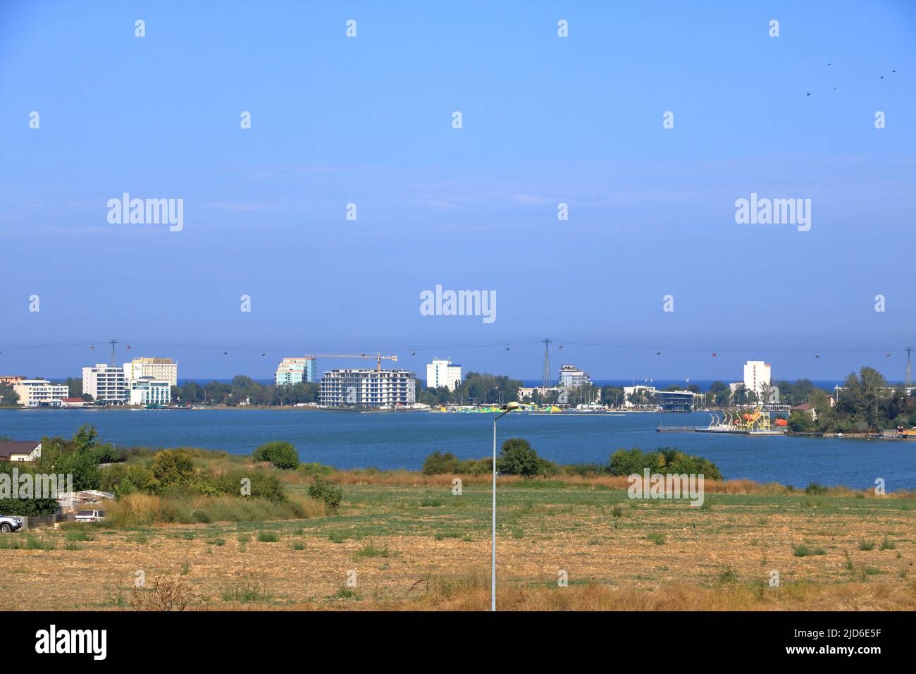 Constanta in Romania: Landscape with the boulevard in Mamaia resort and ...