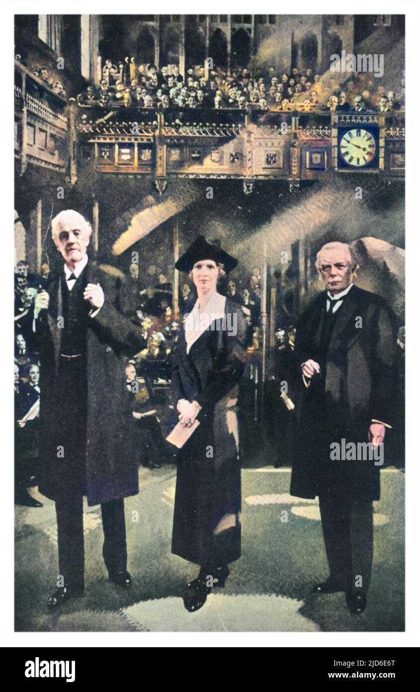 NANCY, LADY ASTOR Vicountess Astor, standing between Lord Balfour and ...