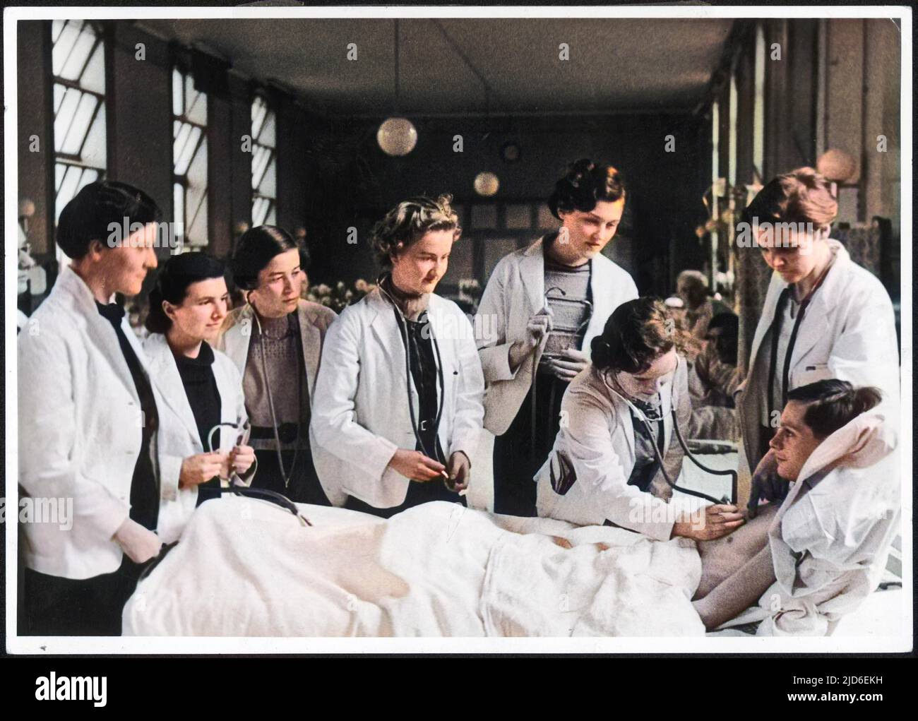 Under the watchful eye of the House Physician, a group of female ...