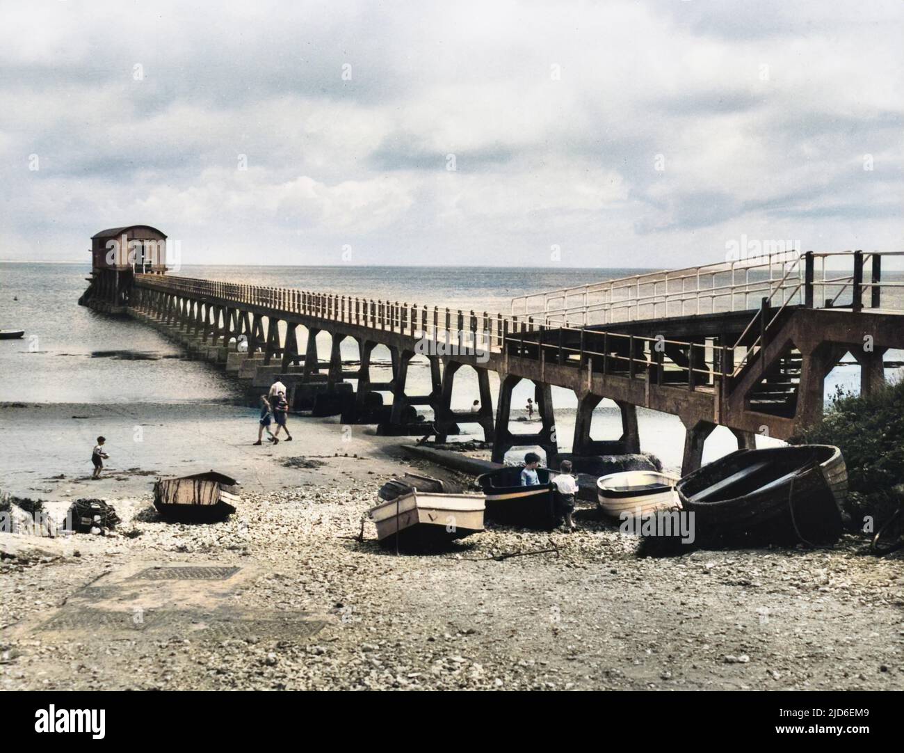 The Lifeboat Station at Bembridge, Isle of Wight, England. Colourised ...