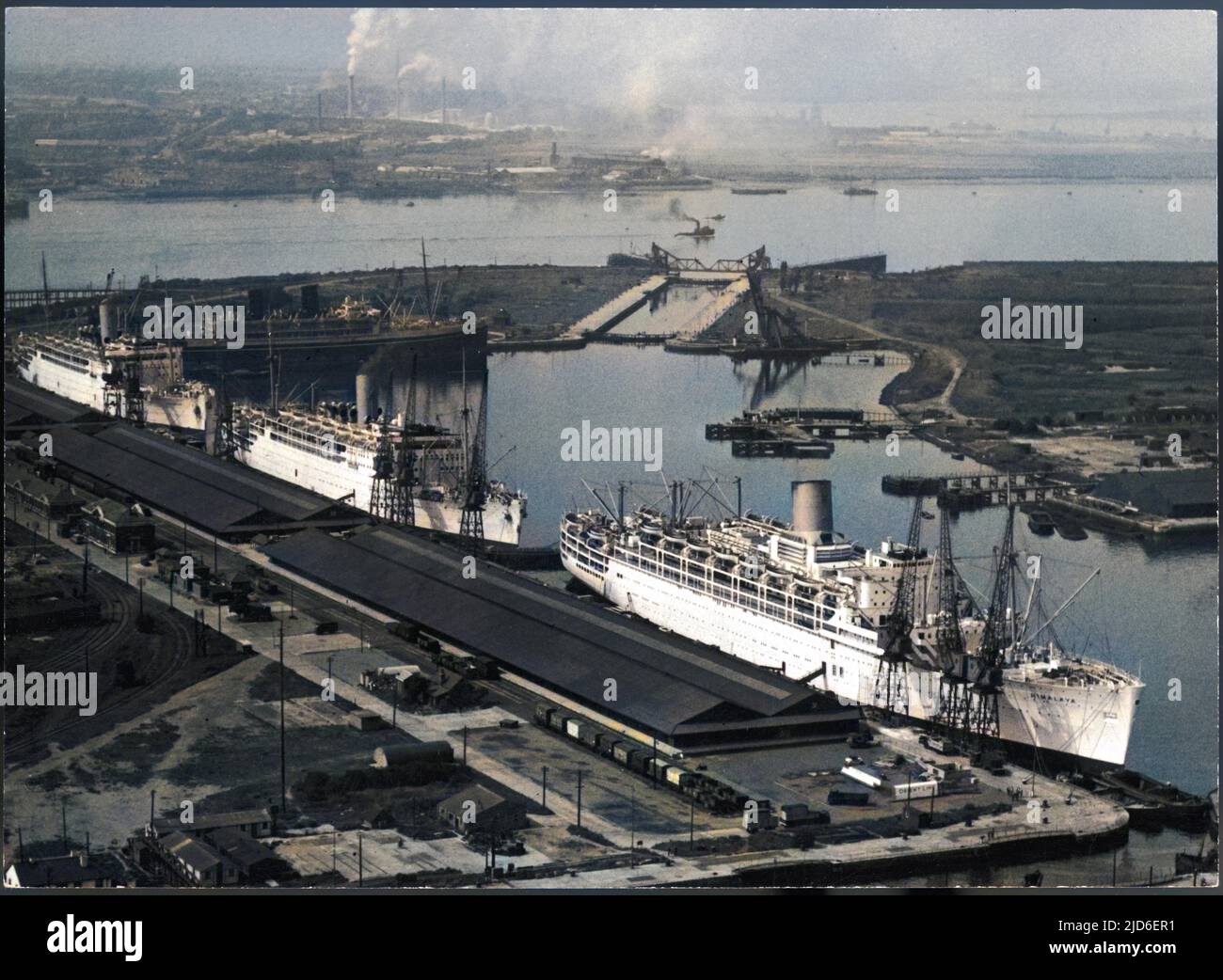 Four P&O ships at Tilbury Docks, London: (from left to right) 'Chitral ...