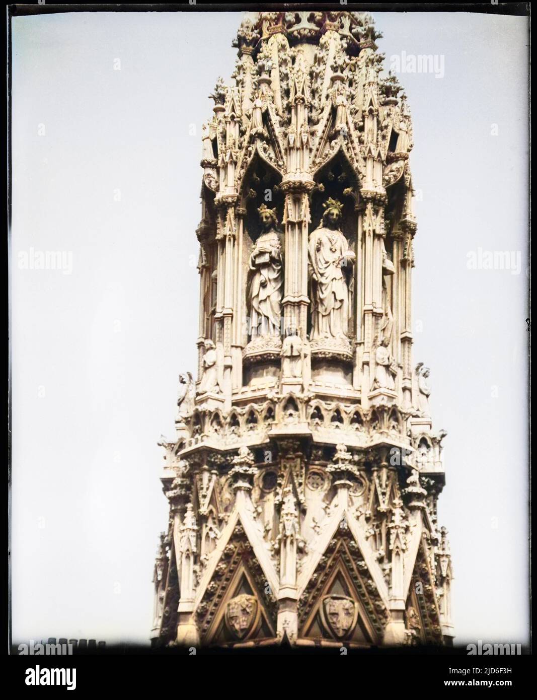 The Eleanor Cross, outside Charing Cross railway station, central ...