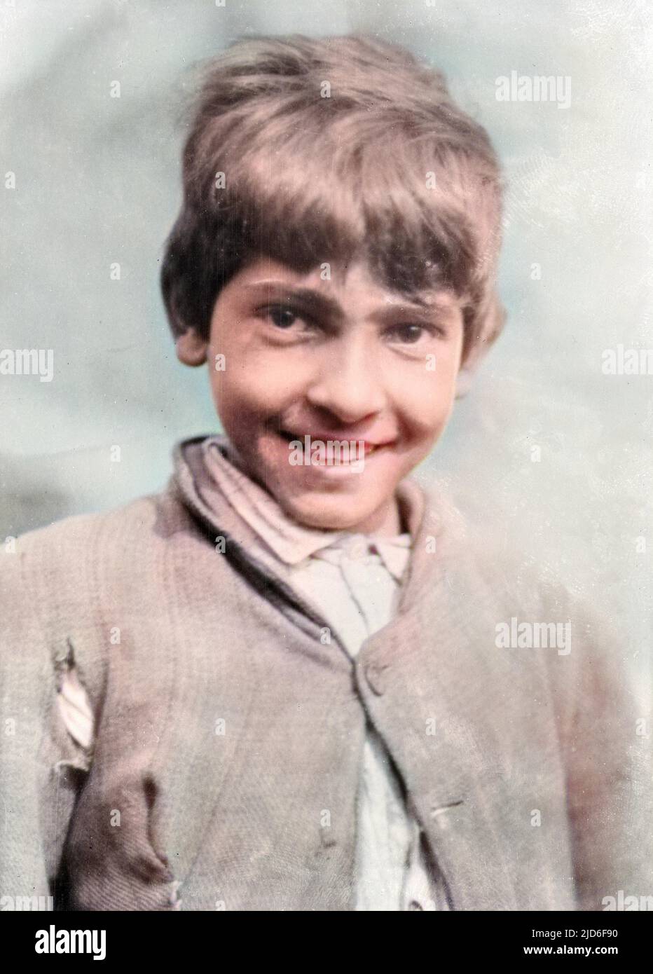 An Italian gipsy boy. Colourised version of : 10164228 Date: early ...