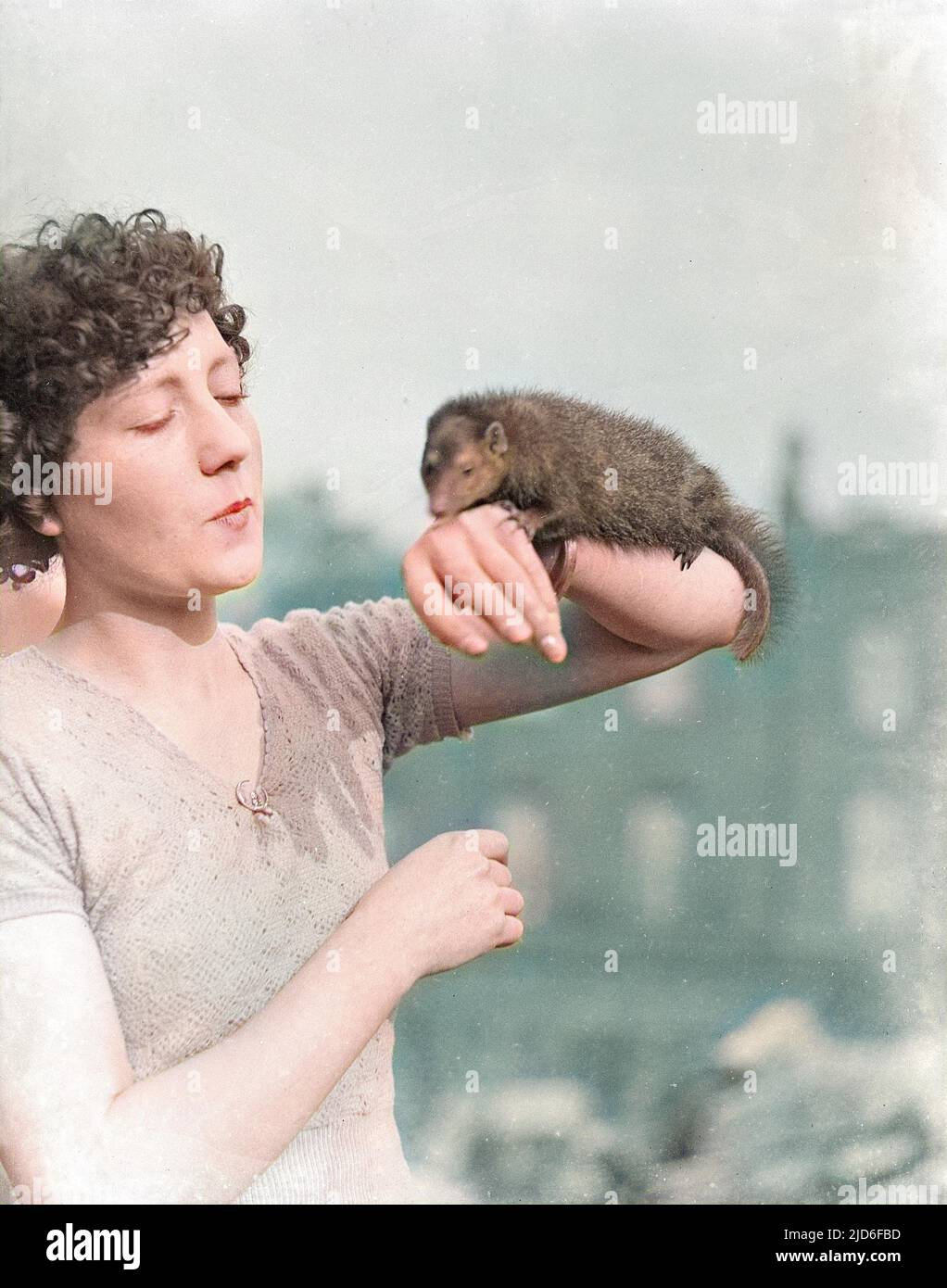 Peggy Hill of Camden Town, London, with her rat-catching mongoose ...