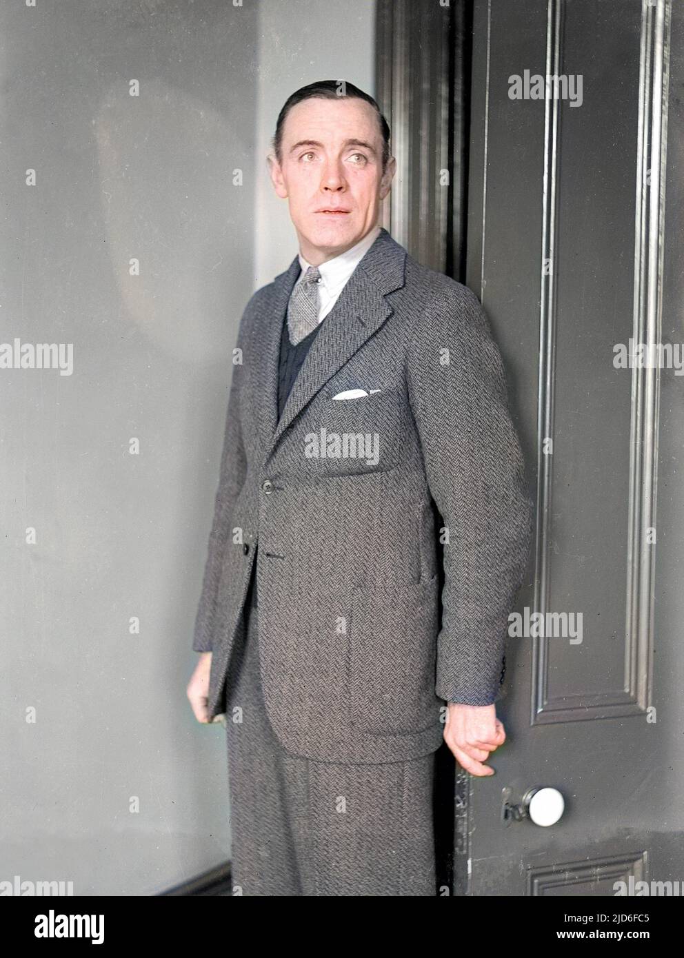 Actor George H. Mulcaster on the 'Man to Monster' set. Colourised ...