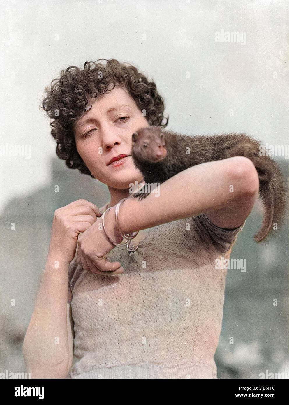 Peggy Hill of Camden Town, London, with her rat-catching mongoose ...
