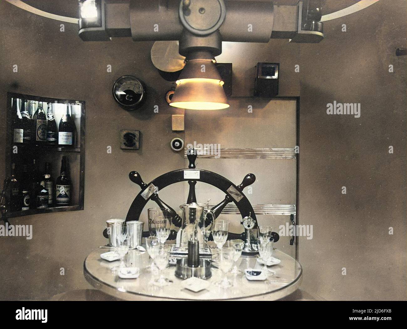 The interior of Maurice Dekobra's submarine, showing the capstan and a ...