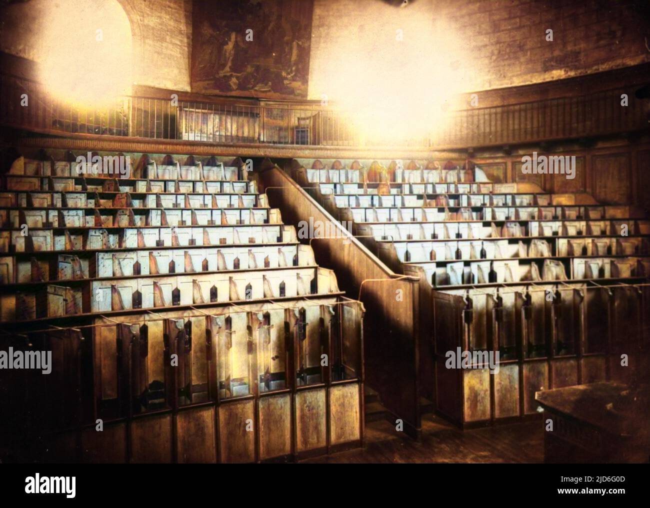 An empty courtroom in a French prison. Colourised version of : 10167545 ...
