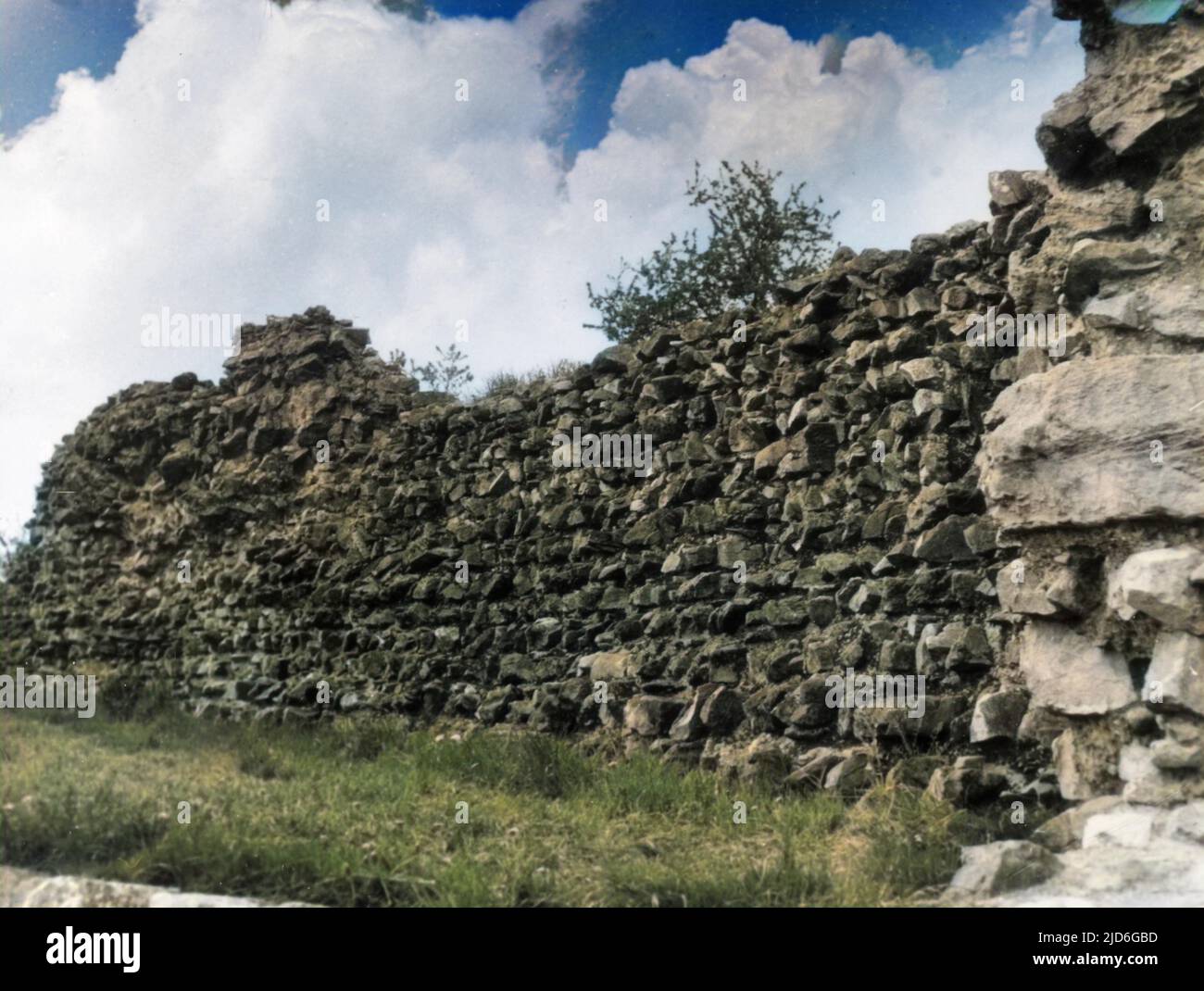 This fine Roman wall at Caerwent, Monmouthshire, Wales, is part of the ...