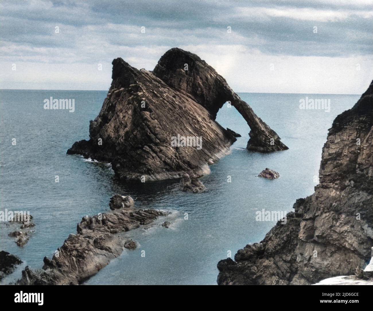 Bow Fiddle Rock, a well-known natural rock formation, at Scaurnose, on ...