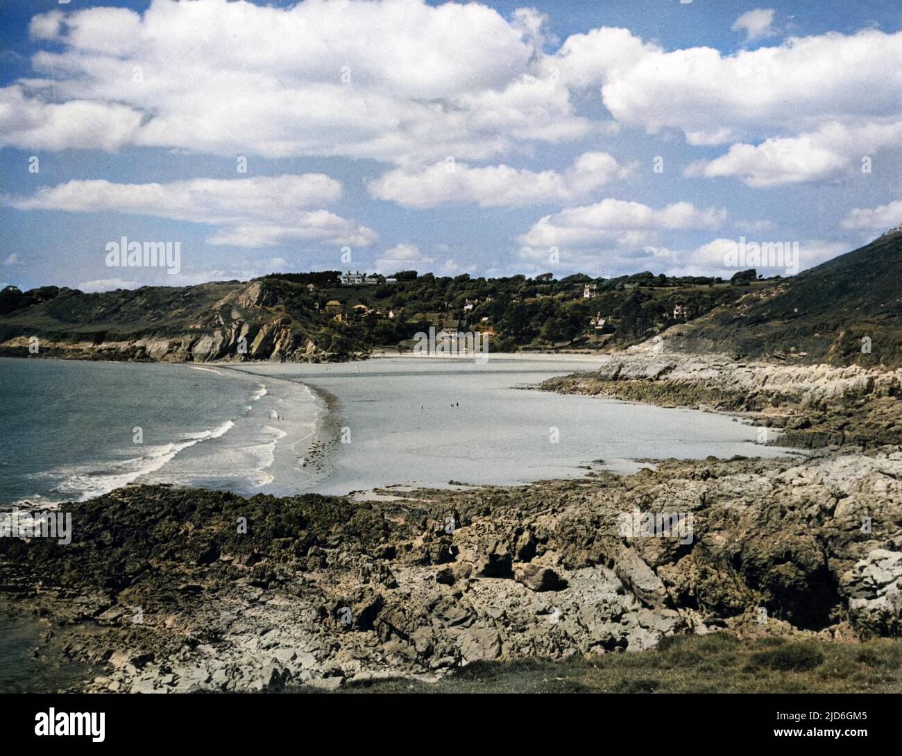 The beautiful Caswell Bay, on the Gower Peninsula, Glamorganshire ...