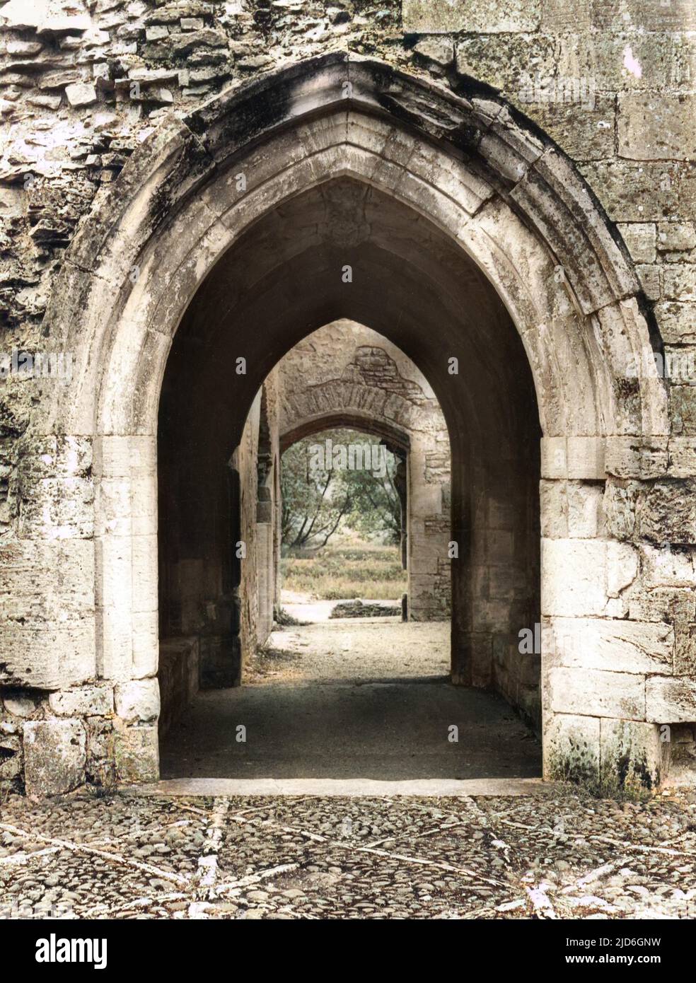 The northern entrance to Minster Lovell Hall, Oxon., England. It was ...