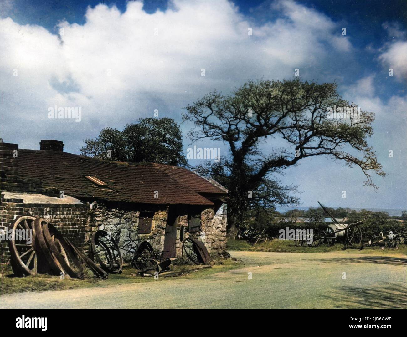 A picturesque old smithy (blacksmith's shop) at Northop, Flintshire ...