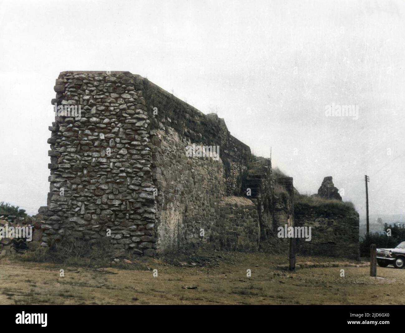 A finely preserved section of the massive old Roman city wall at ...