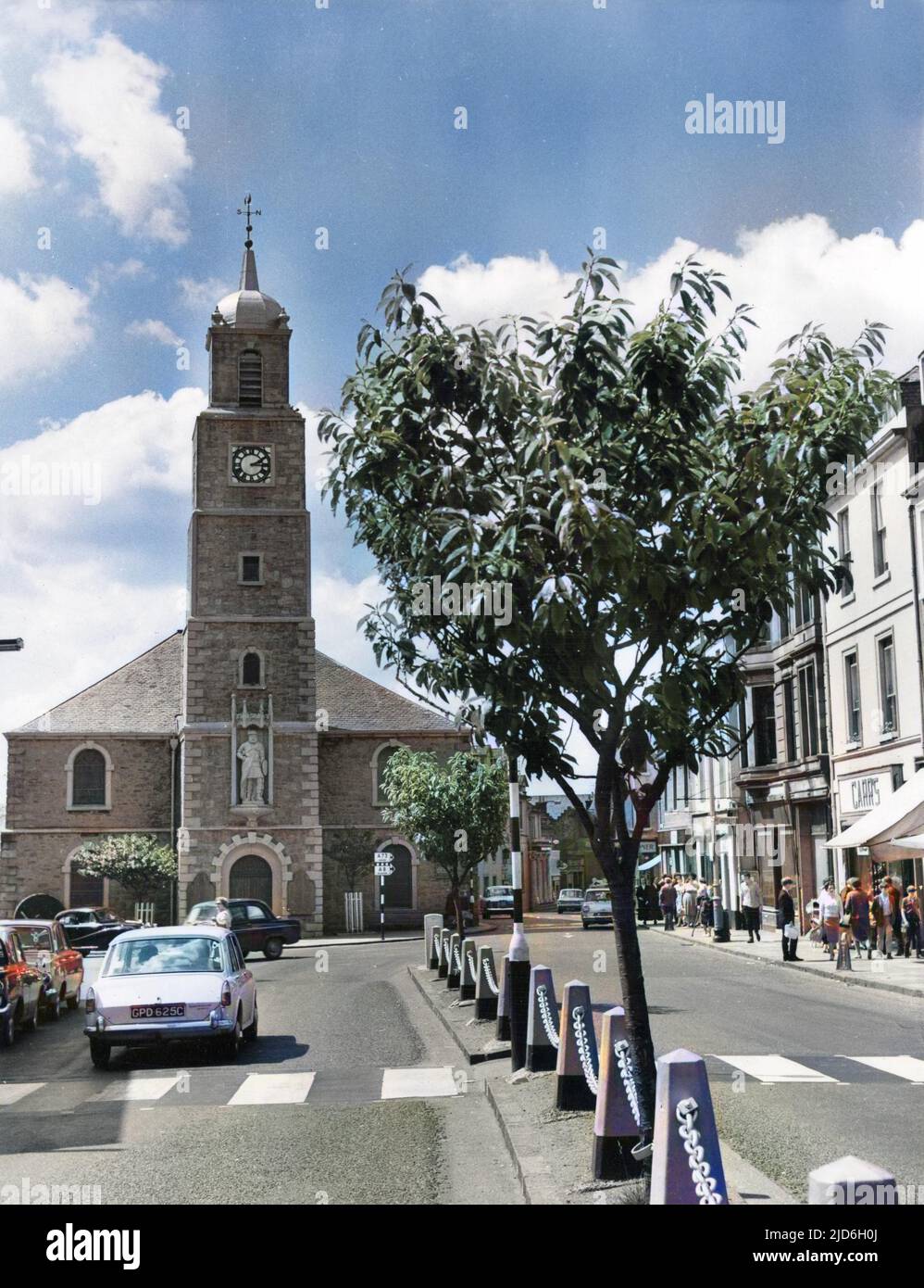The fine town of Lanark, Lanarkshire, Scotland, showing its parish ...