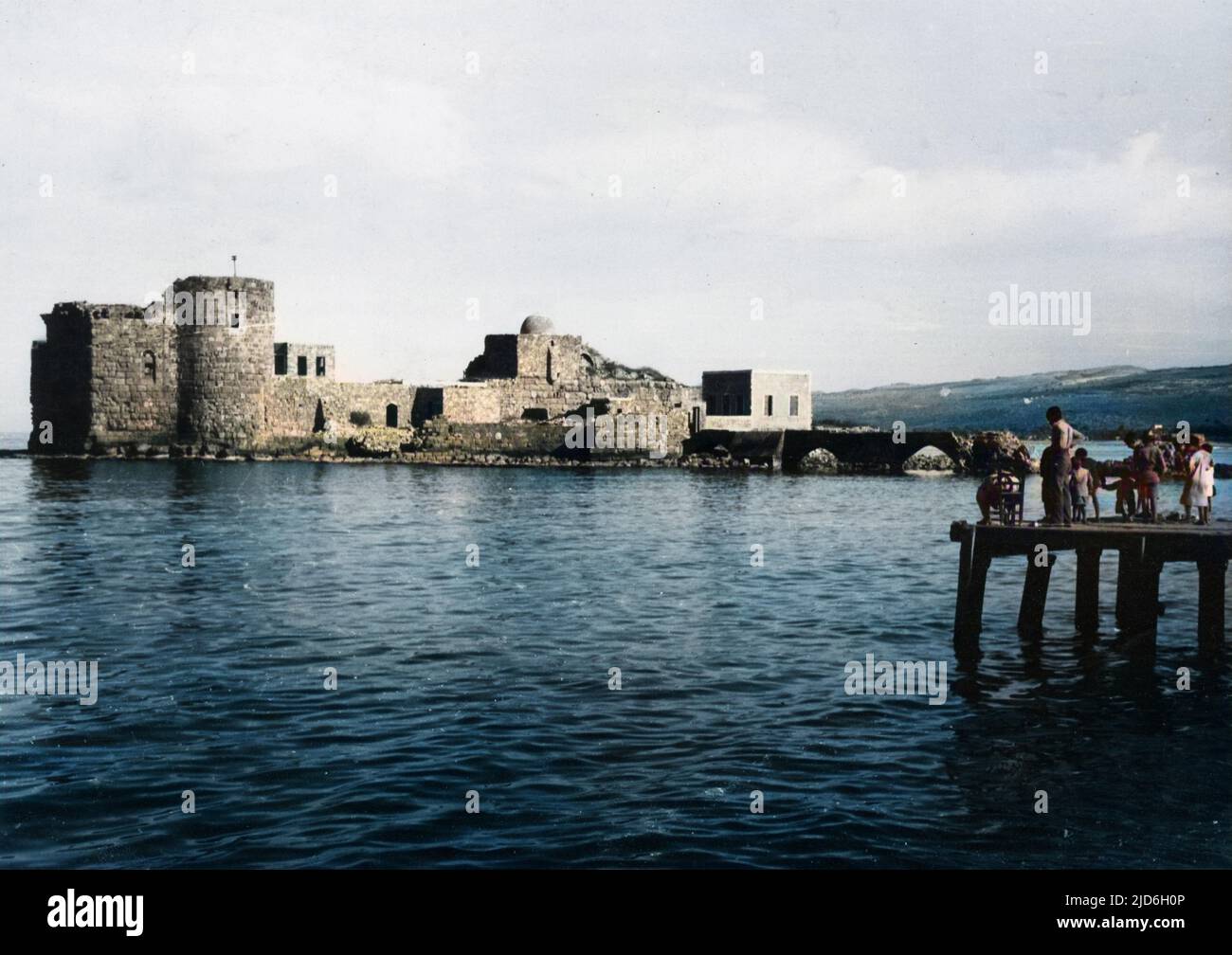 The former Crusader fortress at Sidon, Lebanon. Sidon was originally ...