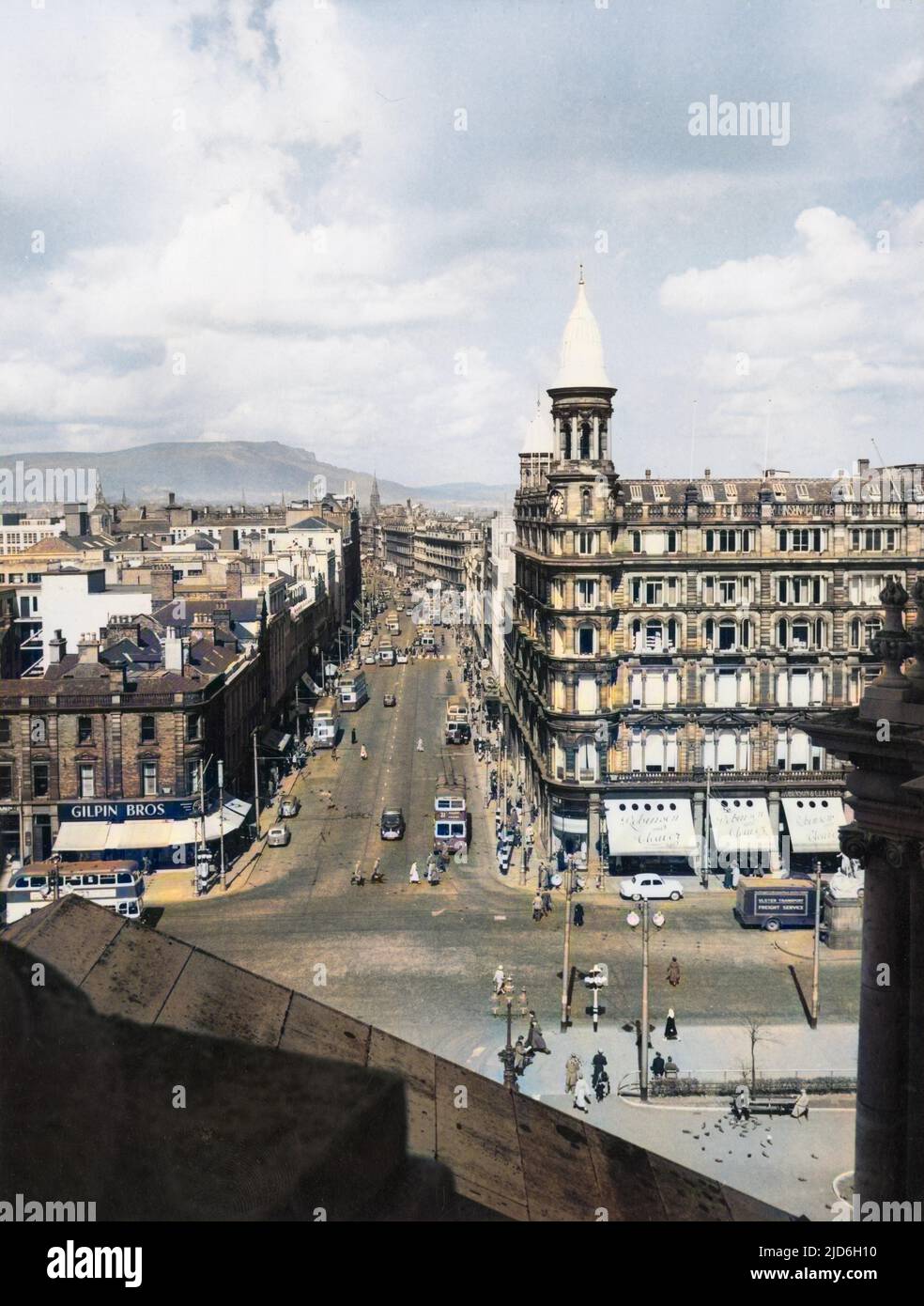 Donegal Place, Belfast, Northern Ireland. Colourised version of ...