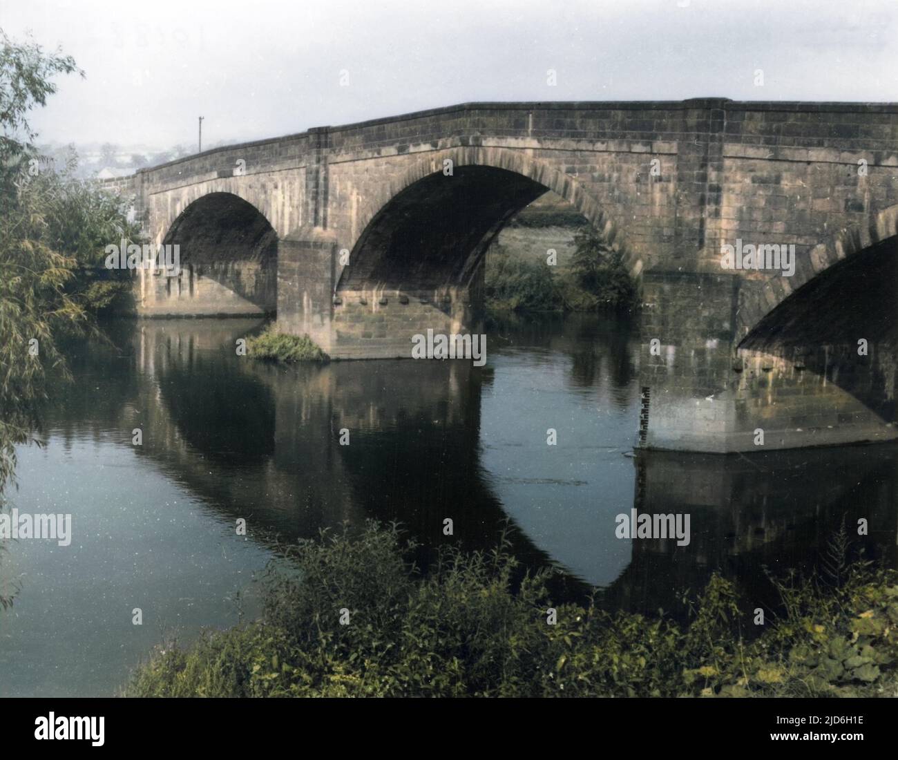 The fine old bridge which spans the River Ribble at the former Roman ...