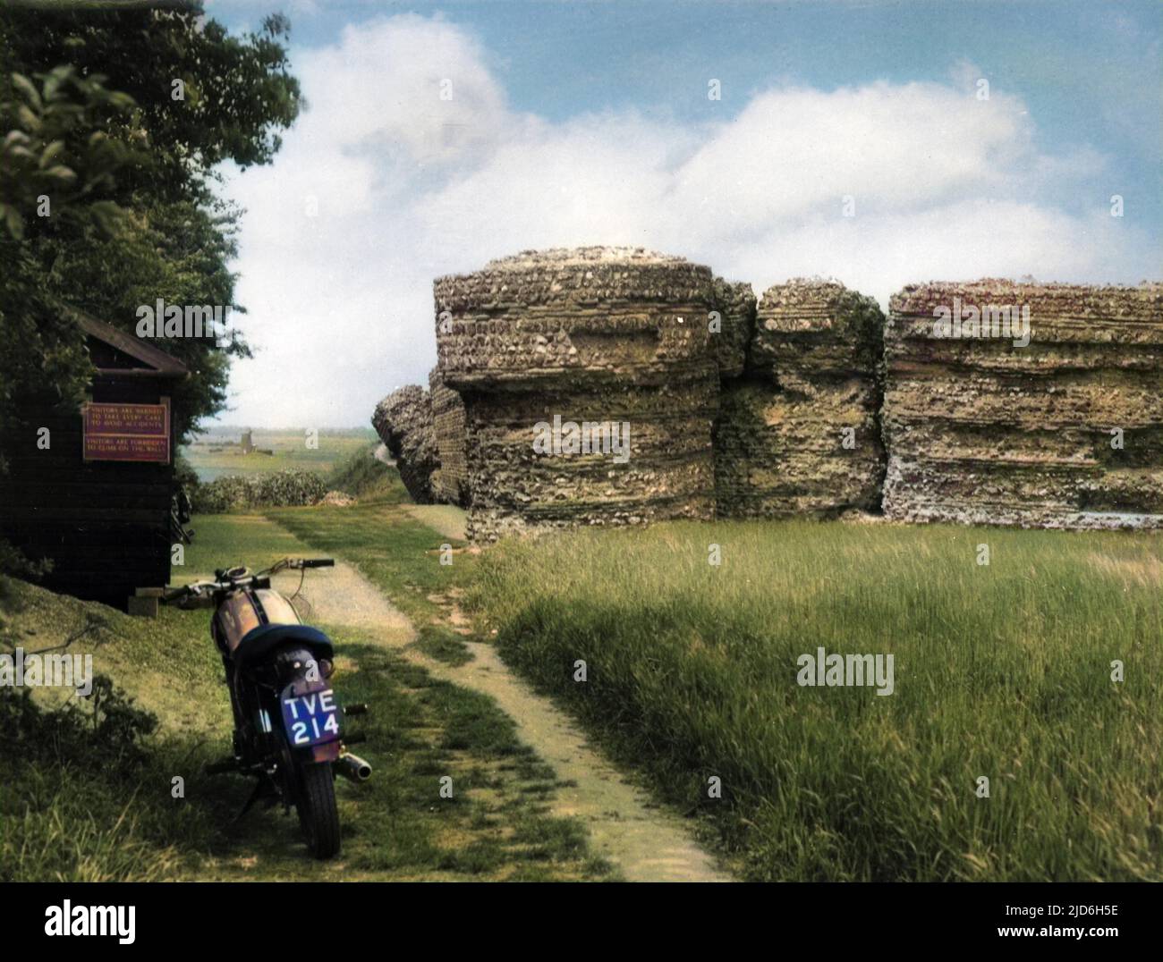 The great bastion and walls of the Roman built Burgh Castle, Norfolk ...